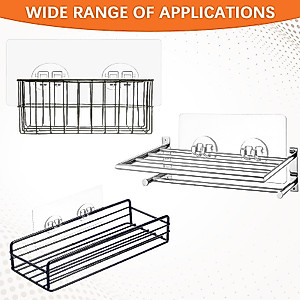 8 Pack Shower Caddy Adhesive for Replacement, Strong Adhesive Sticker Hooks Transparent Adhesive Wall Hooks No Drilling for Shower Caddy Basket Shelf Bathroom Storage Corner Shelves Kitchen Racks