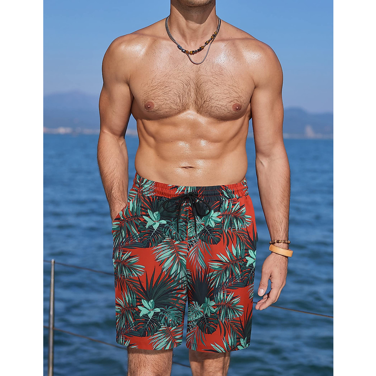 COOFANDY Men's Swim Trunks Board Shorts Summer Beach Shorts Swimsuit Swimwear for Men - No Liner