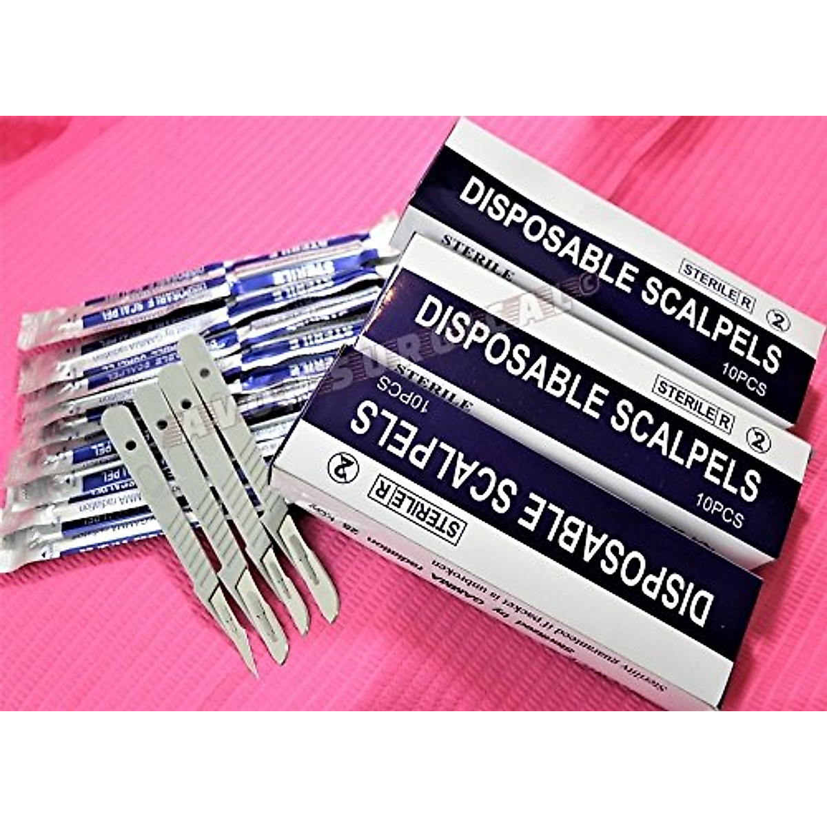 40 EA Disposable Scalpel Blades No.10#11#20 & #21 with Plastic Handle – Suitable for Dermaplaning, Crafts, Medical/Surgical Instruments/Equipment and More – Sterile and Individually Foil Wrapped