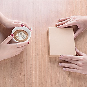 MESHA Kraft Jewelry Gift Boxes with Lids, 6x5x1 Cotton Filled Jewelry Boxes, Necklace Gift Box, Bracelet Gift Box, Earring Box, Bulk Jewelry Boxes for Shipping, Small Business, Accessories, Brown 42 Pcs