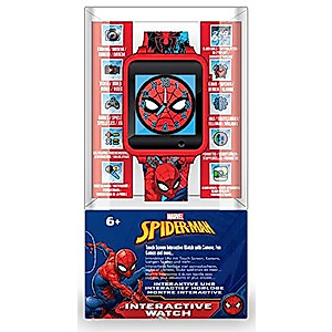 Accutime Kids Marvel Spider-Man Red Educational Touchscreen Smart Watch Toy for Boys, Girls, Toddlers - Selfie Cam, Learning Games, Alarm, Calculator, Pedometer, and More (Model: SPD4588AZ)