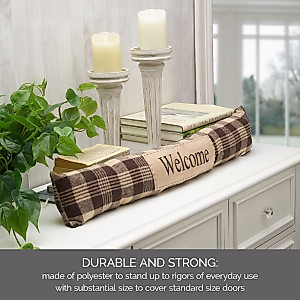 Elements 32.7x2.76x5.91 Inch Brown and Tan Plaid Welcome Fabric Draft Stopper