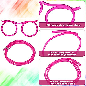 8 Pieces Silly Straw Glasses, Eyeglasses Straws Crazy Reusable Fun Loop Straws Novelty Drinking Eyeglasses Straw for Kids Party Annual Meeting, Fun Parties, Birthday (8 Colors)