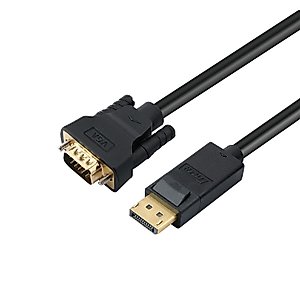 DTech 3ft Displayport to VGA Cable Display Port to VGA Male Video Adapter with Gold Plated Connector Compatible for HP, Lenovo, Dell, ASUS and More (Black, 3 Feet)