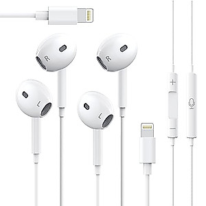 2 Packs - iPhone Earbuds with Lightning Connector [No Bluetooth Required] Headphones Wired for iPhone,[MFi Certified] Built-in Mic & Volume Control, Earphones Compatible with iPhone 14/13/12/SE/11/X