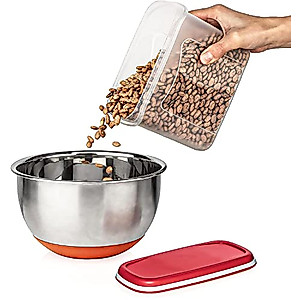 LARGEST Set of 60Pc Airtight Food Storage Containers (30 Container Set) Airtight Plastic Dry Food Space Saver Organizer, One Lid Fits All -Stackable Freezer Refrigerator kitchen Storage Containers RED