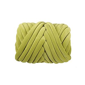 Velvet Chunky Bulky Giant Arm Knitting Yarn - Super Soft Tubular Weight Jumbo Yarn for DIY Crochet Hand Knitting Blanket, Pet Bed, Rugs, Pillow, Handbag (2.2LB - Green)