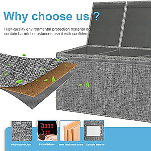 ouruer Large Toy Box Chest,Big Toy Storage Organizer,Storage Bins with Lids,Stuffed Animal Storage,Toy Bins for Kids Extra Large,Toddlers,Baby,Girls,Nursery,Living room,playroom(Grey)