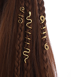FRDTLUTHW Gold Snake Hair Jewelry for Braids, Halloween Hair Decoration, Dreadlock Accessories for Women(pack of 6)