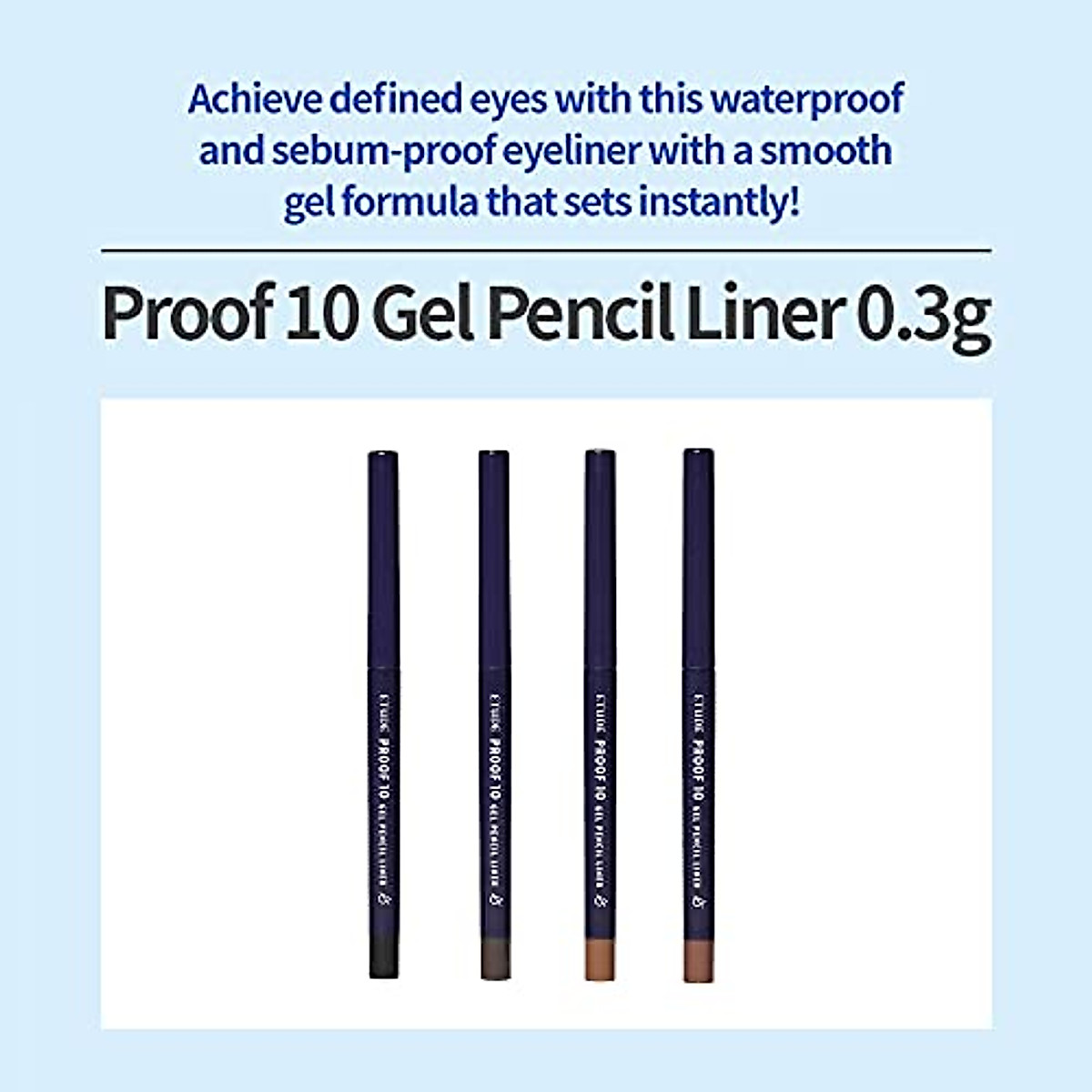 ETUDE Proof 10 Gel Pencil Liner 0.3g (#2 Dark Cacao) | Creamy Gel Texture Eyeliner with Wearable Shades to Create Precise Line Eye Makeup without Efforts, Korean Makeup, Perfect for Gift
