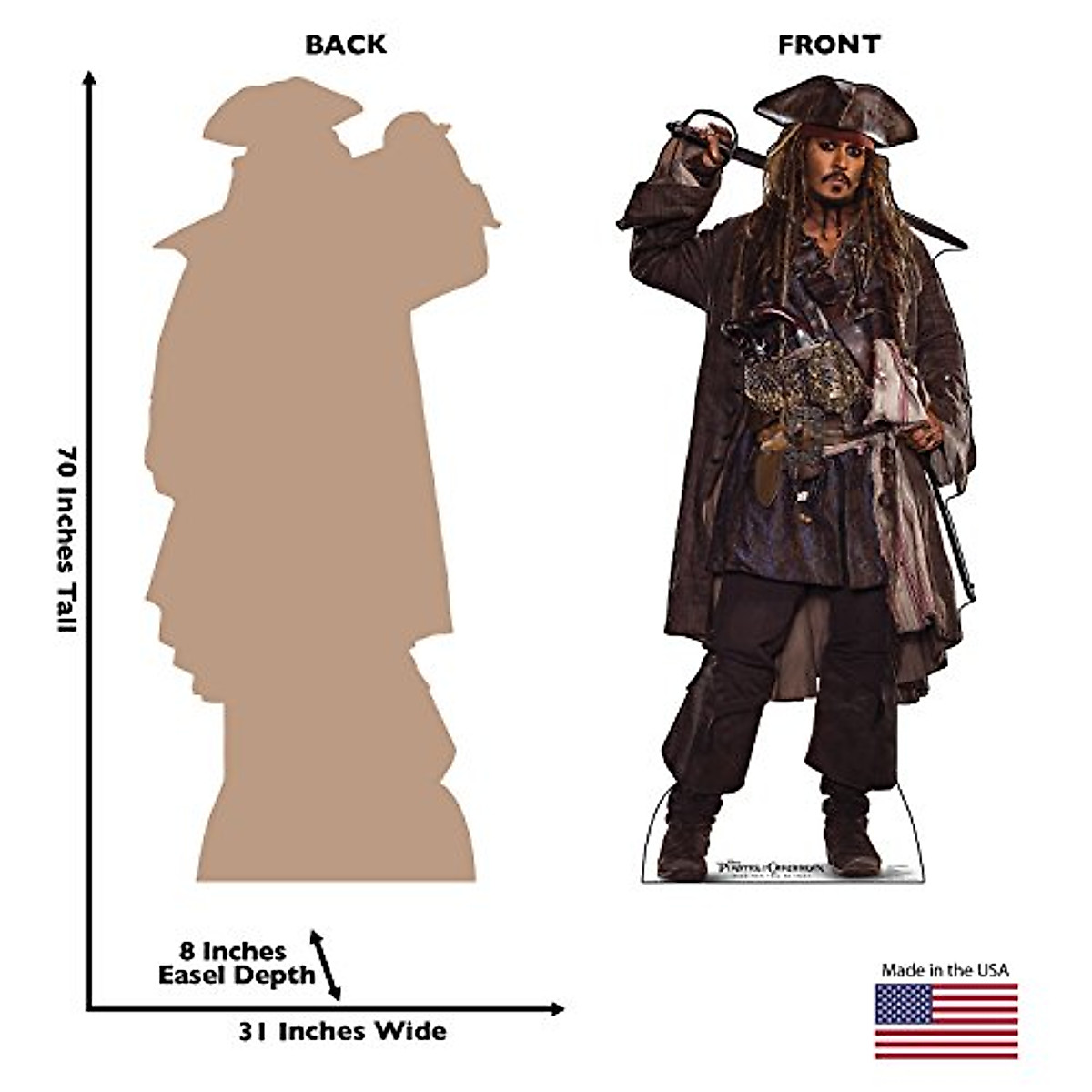 Cardboard People Jack Sparrow Life Size Cardboard Cutout Standup - Pirates of The Caribbean: Dead Men Tell No Tales (2017 Film)