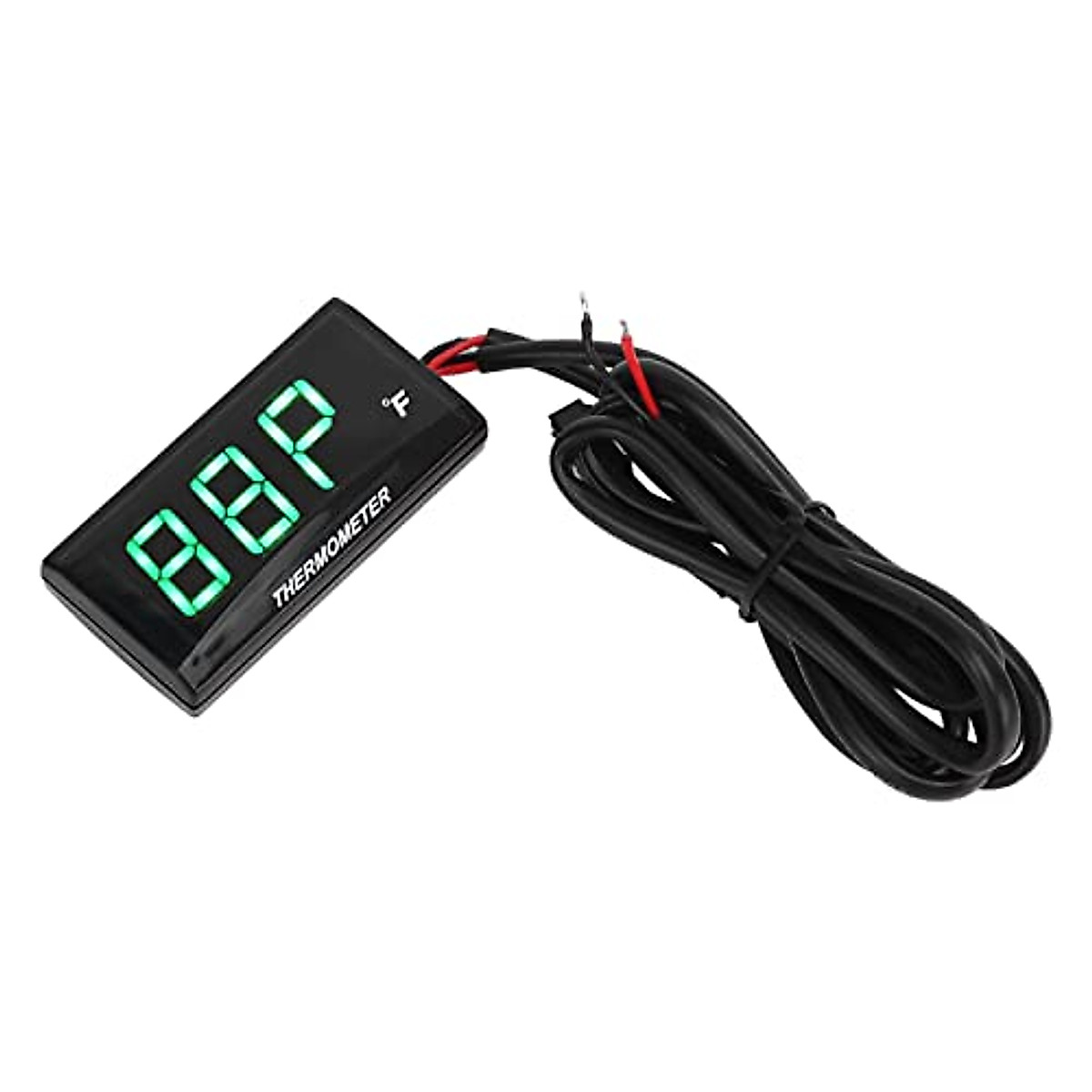 LCD Motorcycle Thermometer Ultra Thin Waterproof Water Temp Meter with 10MM Sparking Plug Adapter DC12V (Green)