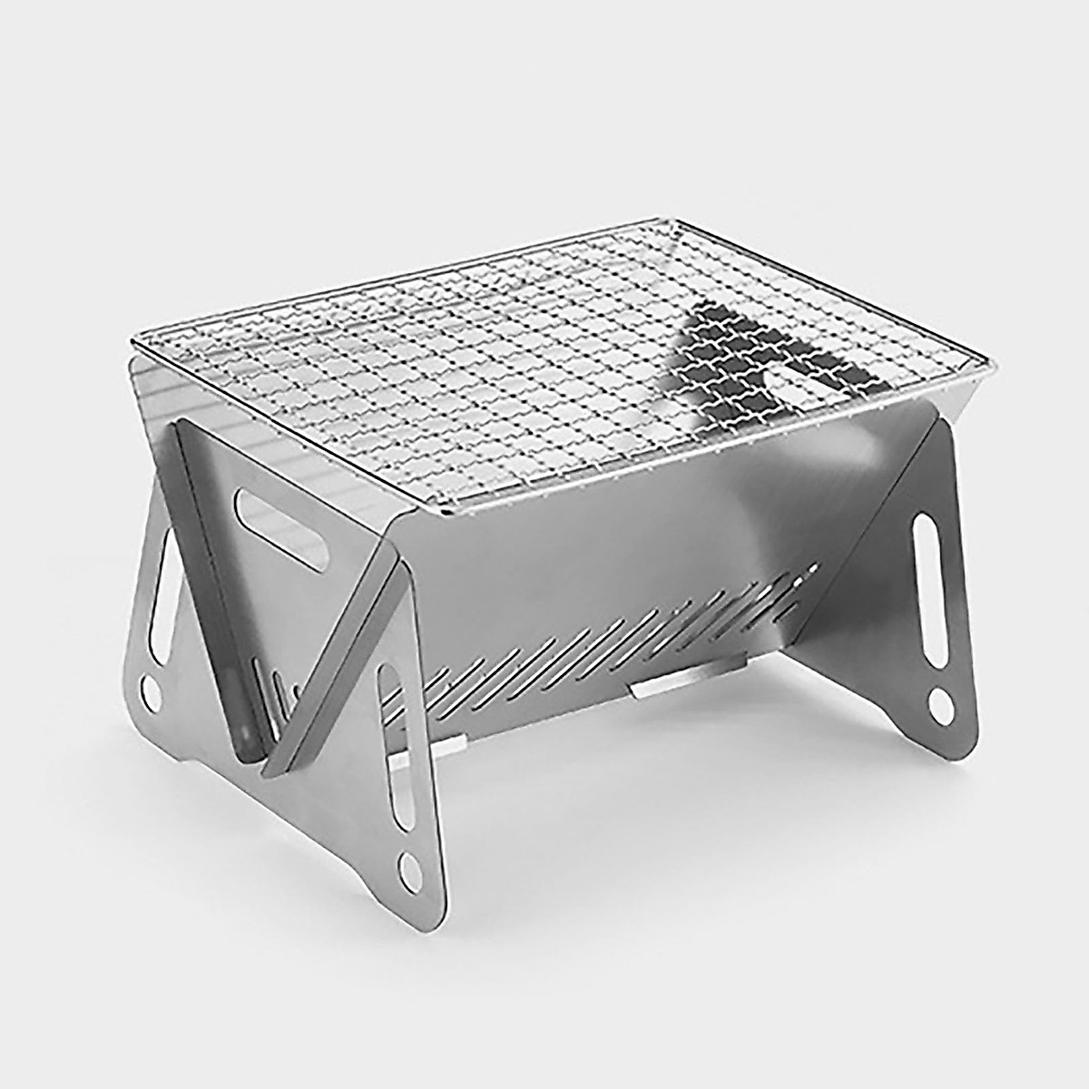 Mini Charcoal Grill, Stainless Steel Barbecue Grill,Portable and Foldable BBQ Barbecue Oven for Outdoor Cooking Camping Hiking Picnics (210mm*160mm*125mm)