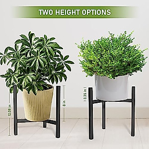 Blvornl Adjustable Plant Stand, Mid-Century Modern Metal Plant Stand 3 Legs Heavy Duty for 12"-16" Plant Pot, Flower Potted Plant Holder Display for Indoor and Outdoor(Black, Excluding Potted Plant)