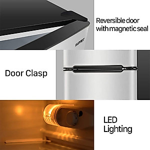 3.2 Cubic Feet Mini Compact Refrigerator Double Door Mini Fridge Small Drink Food Storage Machine,Silver