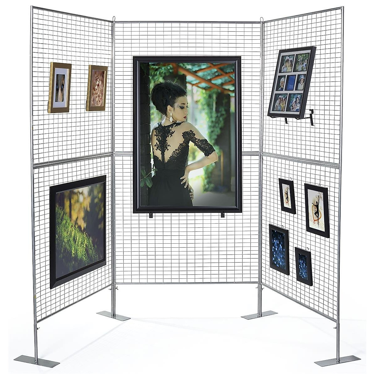 Displays2go Gridwall Panel for Art Work, Double Sided, Iron Build – Silver Finish (AD3PNL)