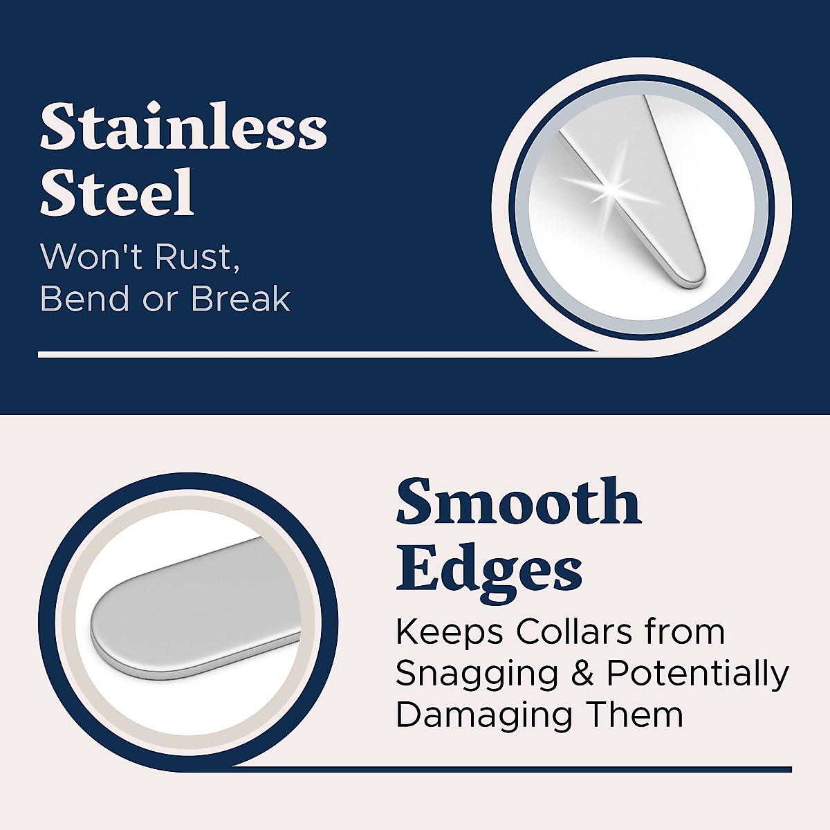 Collar Stays - Premium Metal Collar Stays for Men - 52-Piece Set in 4 Sizes for Crisp Dress Shirt Collars