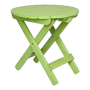 Classic Design Adirondack Round Folding Patio Table with Slated Top & Genuine Cedar Wood Construction | Lime Green Color Weatherproof Finish Best for Indoor Outdoor Use | Water & Rust Resistant