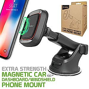 Cellet Magnetic Car Phone Mount, Universal Dashboard & Windshield, Super Strong Suction Cup Car Phone Holder Adjustable Telescopic Long-Arm Compatible with iPhone Samsung Galaxy Google Pixel Moto
