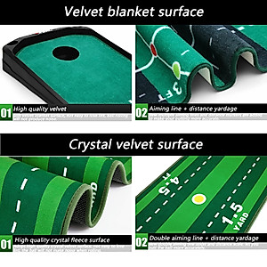 cghhome Golf mat, Indoor Golf Putting Practice, Home Simulation Turf Golf Training Blanket, Portable Mini Set, All-Round Electric Ball Return, Professional Golf Practice Equipment (Color : 2, Size :
