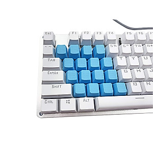 Big Chic Blank TPR Rubber Gaming Keycaps 4 Keys Set 1u for Cherry MX Mechanical Keyboards Compatible OEM (R3, Neon Blue)