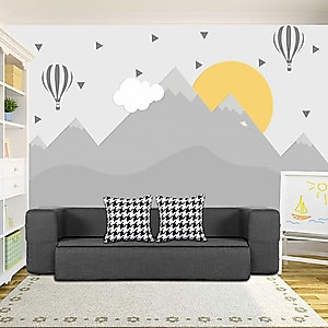 HonTop 10 Inch Folding Sofa Bed Couch with 2 Pillows Modern Futon Memory Foam Sleeper Chair for Guest Mattress, Twin Size, Grey