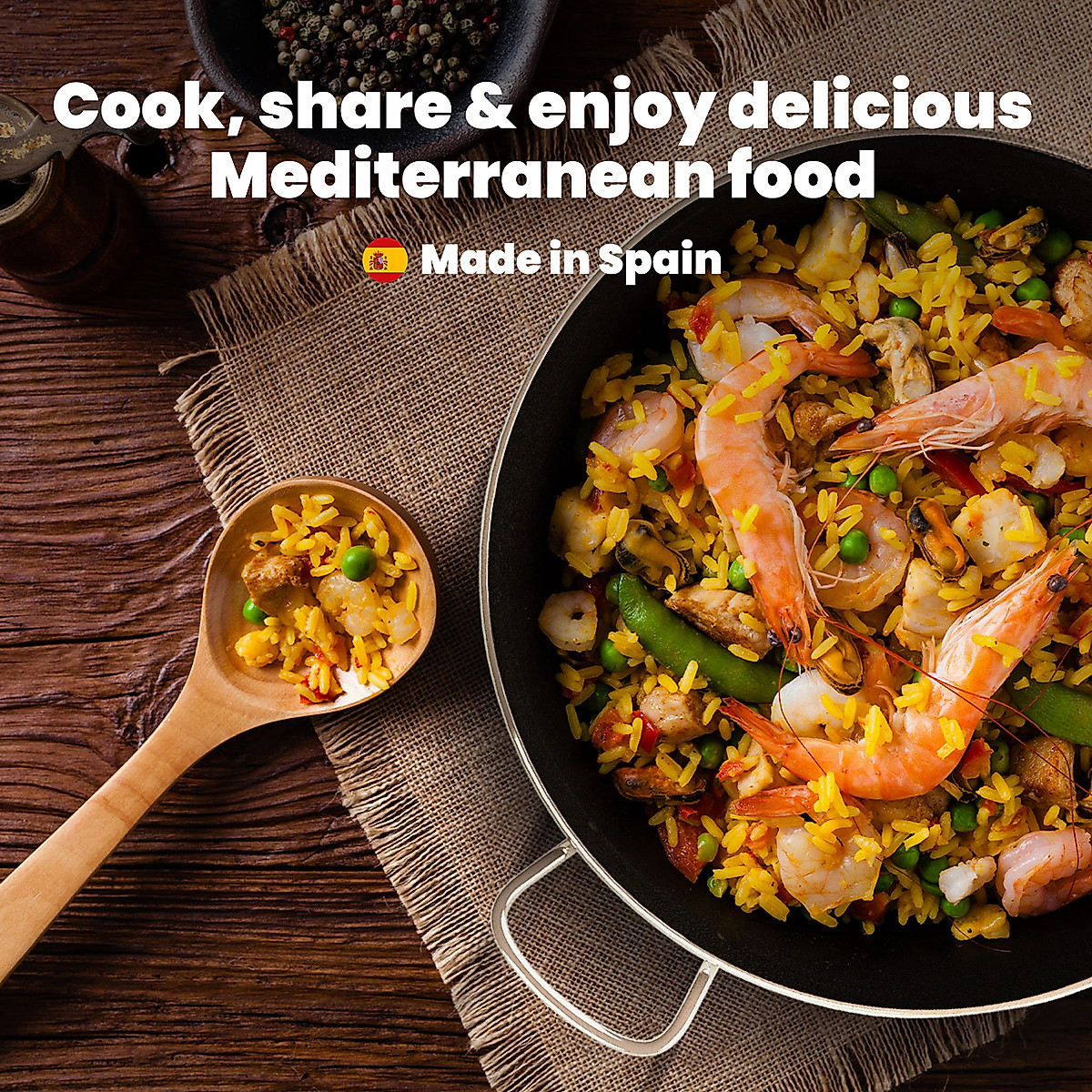 Machika Stainless Steel Pan with Non-Sticking Surface | Cooking Pan | Large Skillet Perfect for Preparing Mediterranean Food | Sandwich Bottom | 3 Servings | 11 inches |