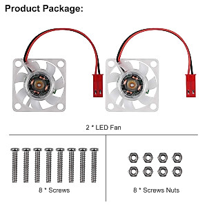 MakerFocus 2pcs Raspberry Pi 4 Fan, Raspberry Pi Cooling Fan DC Brushless CPU Quiet LED Cooling Fan 30mm 30mm Fan Cooler Radiator 3 to 5.8V for Raspberry Pi 4 Model B, Raspberry Pi 3B+ 3B 2B+
