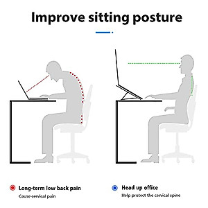 LIENS Laptop Stand Laptop Riser Computer Stand for Laptop Foldable Portable Aluminum Laptop Stand Adjustable Compatible for 10 to 15.6” Laptops (Silver)