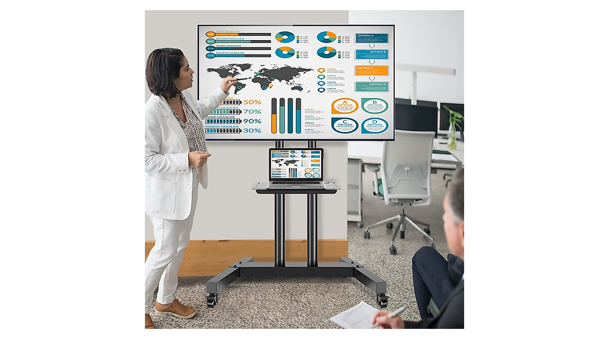 TVON Mobile TV Cart for 40-80 Inch TVs - Adjustable & Rolling