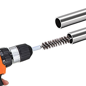 SWZHAI Bore Brush Stainless Steel 2 Pcs, Bore Brush for Drill with 1" Hex Shank Twisted, Round Wire Brush for Power Drill, Cleaner Bore Brush Set for Rust, Cleaning Tubes