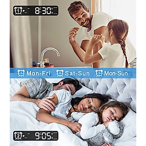 Alarm Clock for Heavy Sleepers Adults, Teenagers, Kids - Digital Clock with Wireless Charging, Dual Alarm(7-5-2), USB Charger, Dimmable, Calendar - Simple Loud Clocks for Bedrooms Dorm