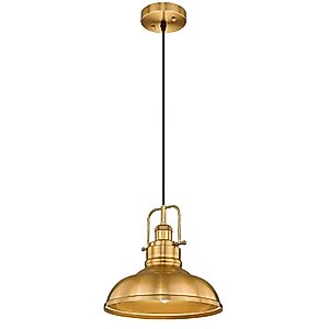 zeyu Farmhouse Pendant Lighting for Kitchen Island, 1-Light Industrial Hanging Pendant Light with Metal Dome Shade, Gold Finish, 016-1 BG