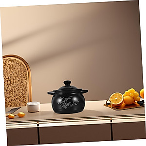 Hemoton Stew Pot Ceramic Stockpot, Ceramic Cooking Pot, Chinese Casserole Thickened Cooking Pot with Lid Chinese Stock Pot Large Soup Stock Pot (1.8L/ 1.7QT)