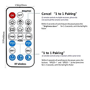 PAUTIX RF Remote Dimmer for Single Color LED Strip Lights,18-Key Wireless Remote and in-line Controller DC 5-24V for 3528/2835/5050/COB LED Tape Lights,Timer Function