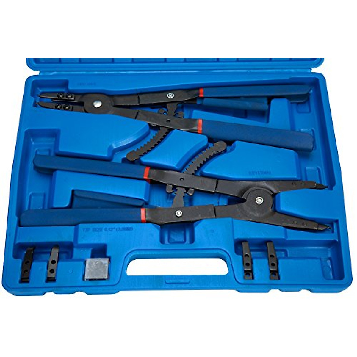 8MILELAKE 16 Inches Heavy Duty Snap-Ring Pliers External and Internal Pliers, Straight, 45°, 90° Tips