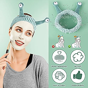 WLLHYF Spa Headband Facial Makeup Head Band Microfiber Soft Coral Fleece Head Wraps Snail Cartoon Cute Christmas Hair Accessories Elastic Skincare Hair Band for Women Girls Washing Face Beauty