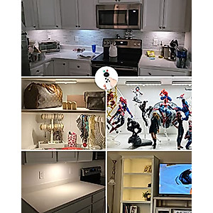 SZOKLED 20LED Under Cabinet Lights Remote Control, Dimmable Under Cabinet Lighting Wireless, Rechargeable Under Counter Lights for Kitchen, Shelf, Hallway, Display, Stairs, Multiple Colors 4 Pack