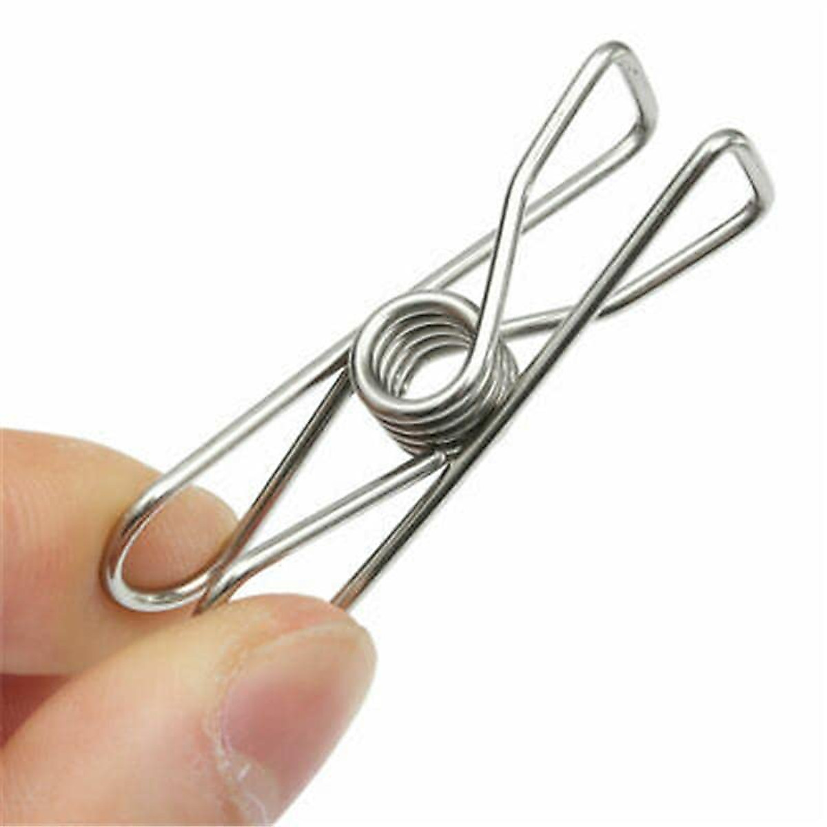 20 Pack 3.5 inch Jumbo Heavy Duty 304 Stainless Steel Wire Clips Durable Clamp Metal Clothes Pegs Multi-Purpose for Outdoor Clothesline Home Kitchen Travel Office Decor