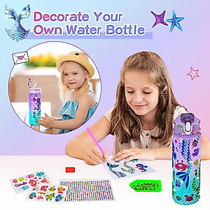 Cherry Tale Mermaid Gifts for Girls Age 5 6 7 8 9 10, Girls Mermaid Birthday Gifts Set with Light Up Star Pillow Diary Plush DIY Water Bottle Kits Christmas Presents Toys