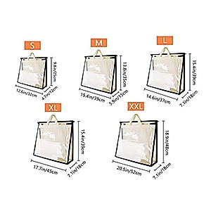 Vercord Clear PVC Handbag Dust-Free Cover Moistureproof Purse Storage Bag Organizer with Handle Zipper Space-Save Holder for Closet Beige XXL