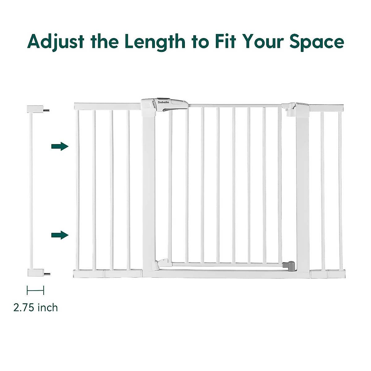 BABELIO 29-51 Inch Extra Wide Baby Gate Dog Gate, Metal Pet Gate for Stairs & Doorways, Pressure Mounted Walk Thru Child Gate with Door, NO Need Tools NO Drilling, with Wall Cups, White