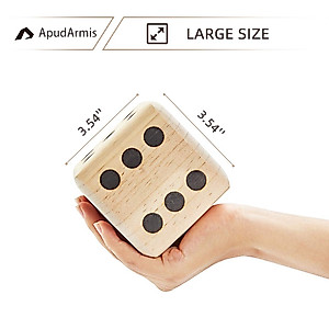 ApudArmis Giant Wooden Yard Dice Game, 3.5In Big Dice Lawn Game Set with Scoreboard & Carrying Bag - Large Pine Wooden 6 Dice Backyard Game for Kids Adults Family