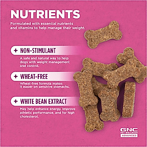GNC Pets Advanced Weight Support Dog Supplement Soft Chews | Weight Control Dog Supplement for Adult Dogs | 90 Ct Chicken Flavor Weight Management Dog Supplement,FF14874