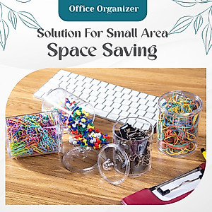 milano home Qtip Holder Pack of 4, Vanity Makeup Organizer Storage, Clear Plastic Apothecary Jars with Lids, Organizer Storage for Cotton Swabs, Cotton Balls, Makeup Sponges, Cotton Canister 12/10 OZ