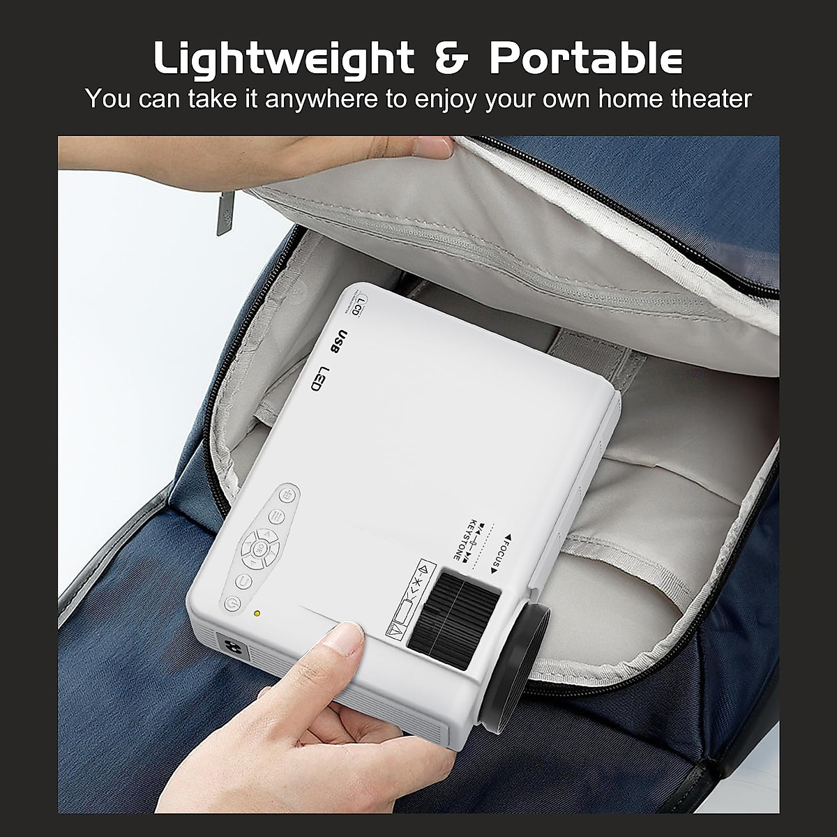 2023 Upgraded Mini Projector with Bluetooth and Projector Screen, Full HD 1080P Supported Portable Video-Projector, Home Theater Movie Projector Compatible with HDMI,VGA,USB,AV,Laptop,Smartphone