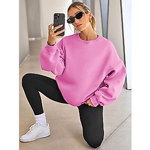 EFAN Preppy Clothes Sweatshirts Hoodies for Women Teen Girls Oversized Sweaters Cute Outfits 2023 Y2K Crew Neck Pullover Tops Pink