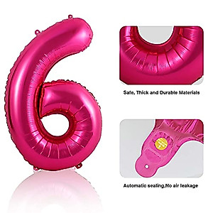 40 Inch Hot Pink 16 Number Balloons Big Giant Jumbo Bright Pink Number Balloon Large Foil Mylar Helium Dark Pink Digital Balloon Sweet 16th Birthday Anniversary Party Decorations Supplies for Girls
