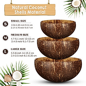 Bokon 12 Pcs Coconut Shell Bowls Polished Wooden Bowls Natural Smoothie Acai Bowls Salad Bowls for Vegan Gifts Kitchen Decorcc