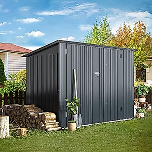 AECOJOY Storage Shed, 3 x 7 Ft Horizontal Bike Sheds & Outdoor Storage, Small Metal Outdoor Storage Cabinet for Garden